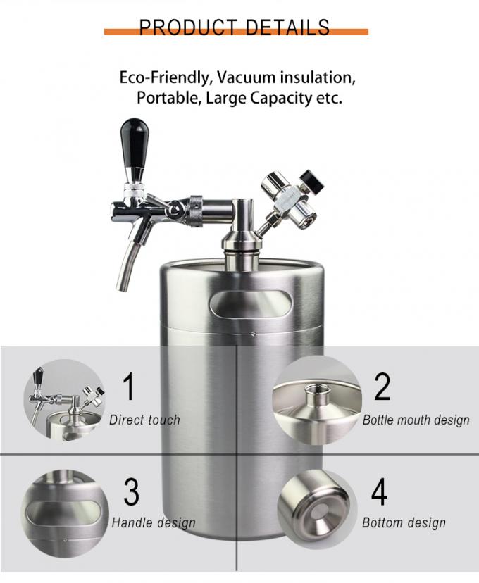 Home Brew 5L Single Wall Pressurized Growler Tap System