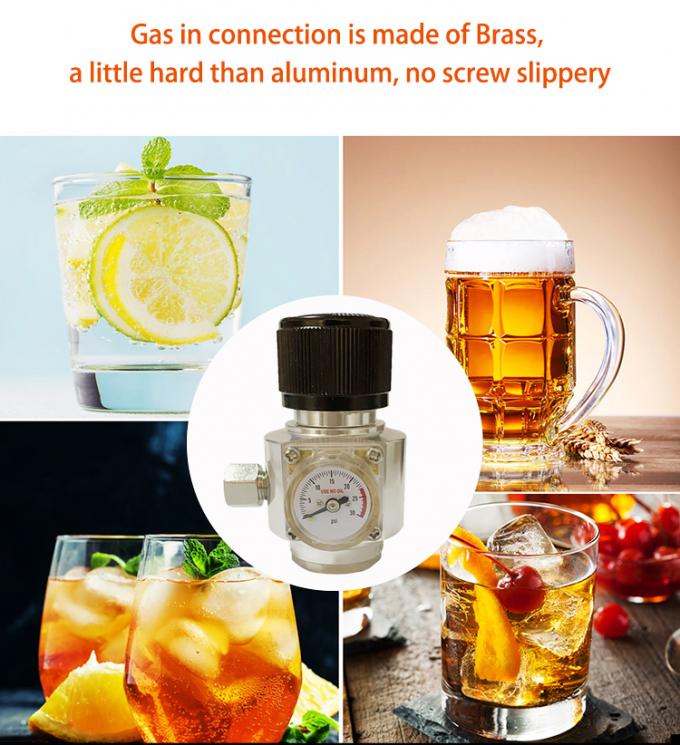 Aluminium Commercial CO2 Mini Gas Regulator With 1.8K Burst Safety Valve
